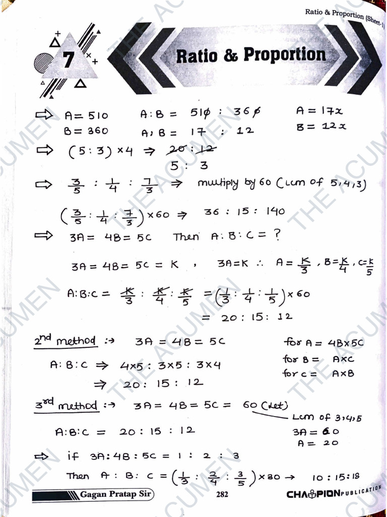 Ratio and Proportion - Class Notes by Gagan Pratap | PDF