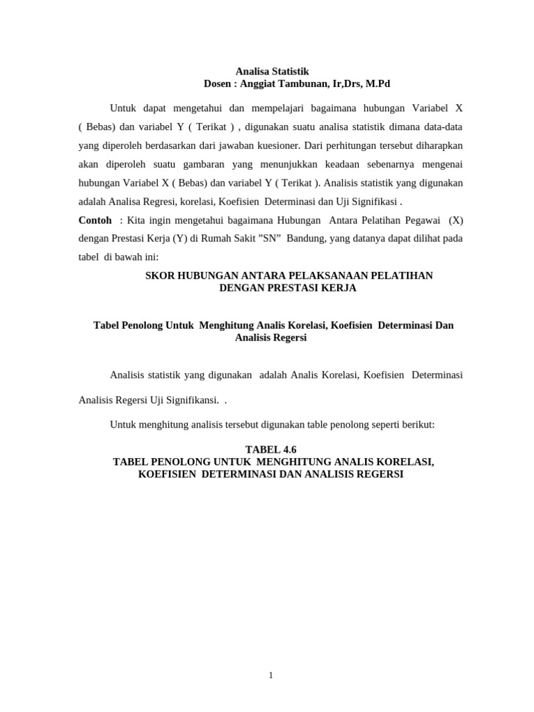 Contoh Analisa Statistik Dengan Analisa Regresi Baru, 2-5-14 | PDF