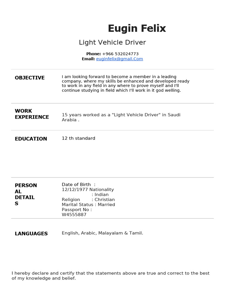 Eugin Felix CV | PDF