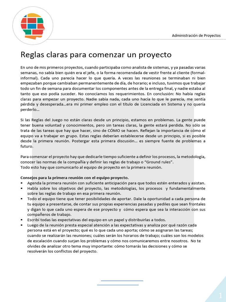 Reglas para Comenzar Un Proyecto | PDF | Business