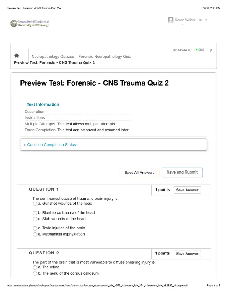 Trauma Quiz2questions | PDF | Skull | Cerebral Cortex