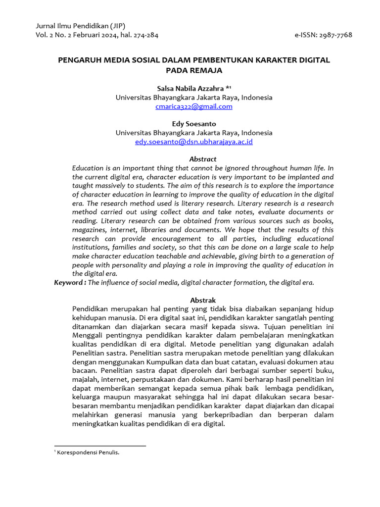 Bismillah Paper Jurnal Salsa Nabila Azzahra TD1A3 | PDF | Ilmu Sosial