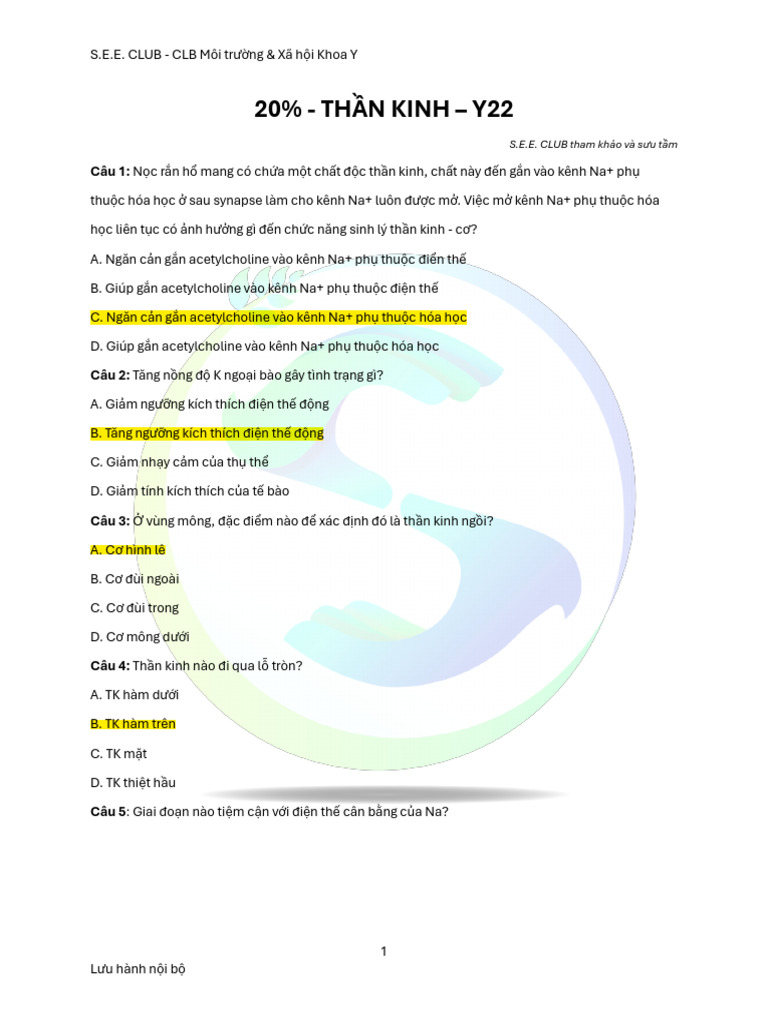 20% THẦN KINH Y22 | PDF