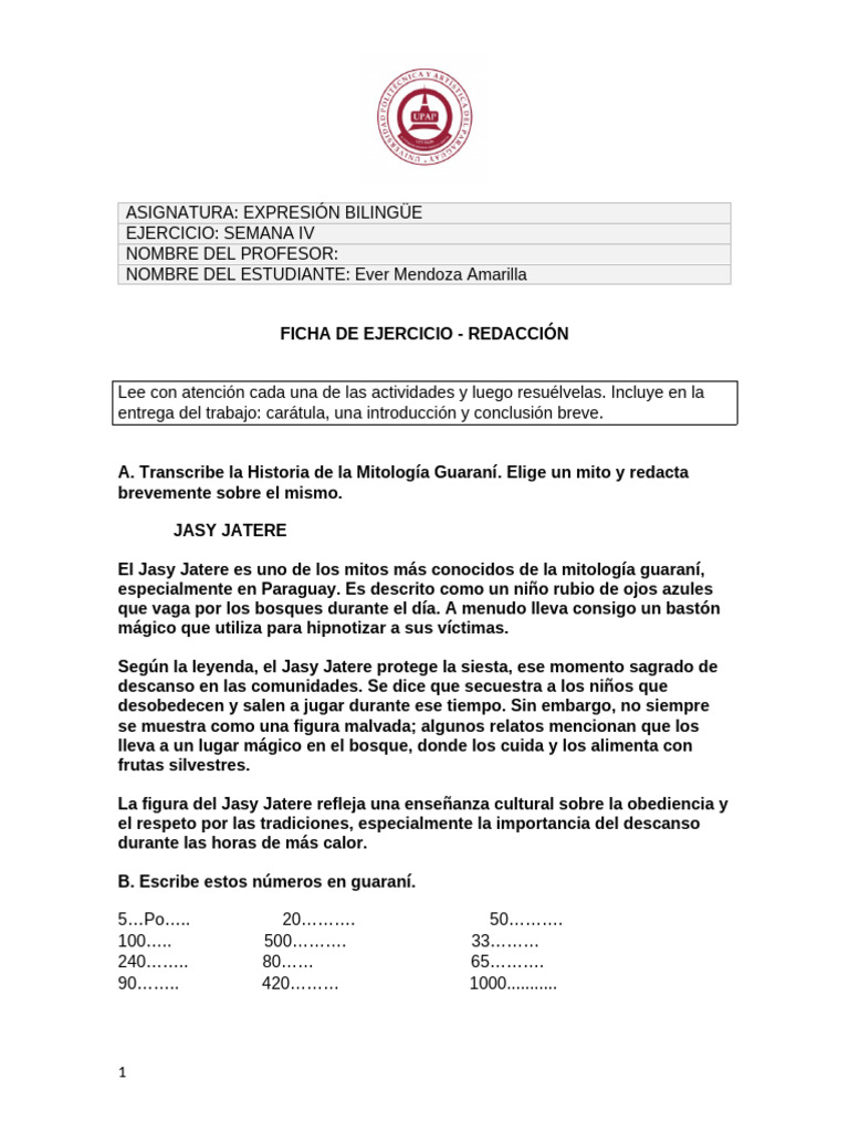 Mito de Jasy Jatere en Guaraní | PDF | Estudios de idiomas extranjeros