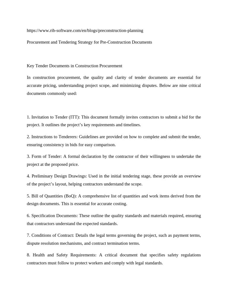 Procurement and Tendering Strategy For Pre | PDF | Procurement | Feasibility Study