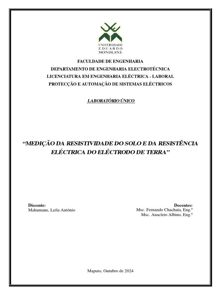 Medição da Resistividade do Solo Elétrico | PDF | Resistividade ...