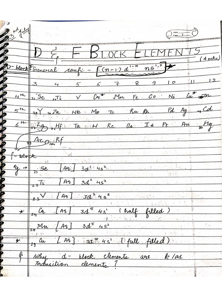 CH 4 (D and F Block) | PDF
