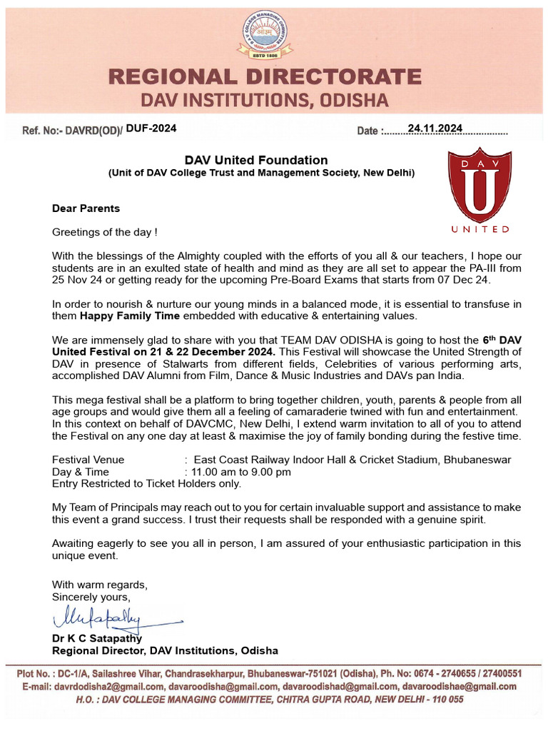 PARENTS INVITE For DUF | PDF