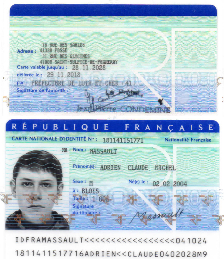 Carte Identité Adrien Verso 2 | PDF