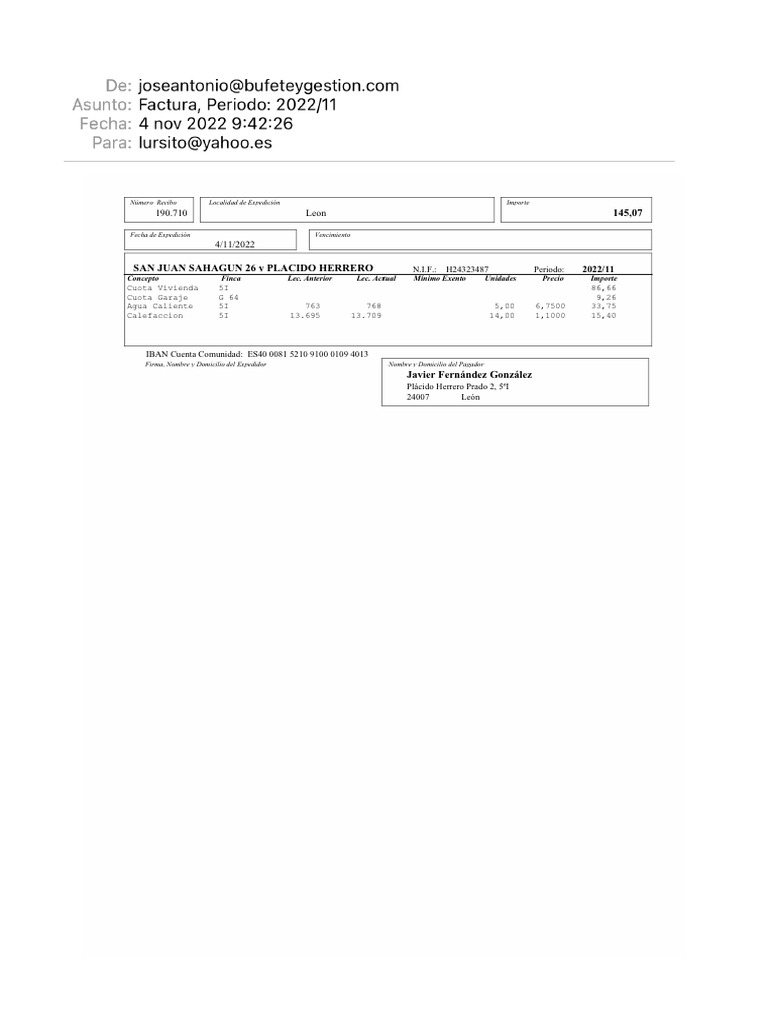 Factura, Periodo 202211 | PDF