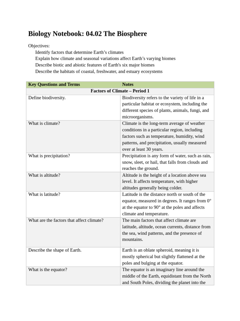 Understanding Earth's Biomes and Climate Factors | PDF | Ecosystem | Earth