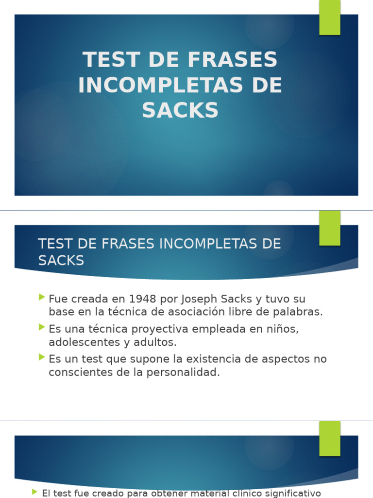 Test de Sacks | PDF | Psicología Social | Ciencias del comportamiento