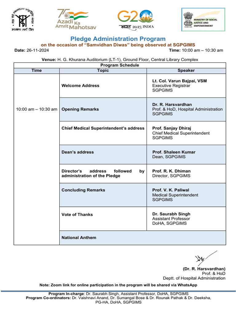 Final Program Schedule - Pledge Administration Program | PDF