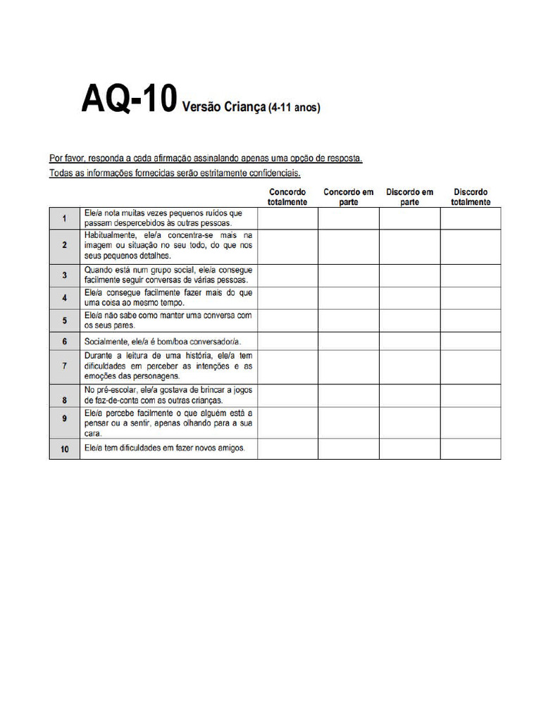 AQ-10 Screening Autismo | PDF