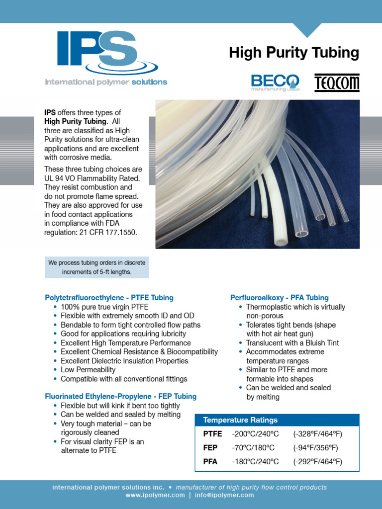 IPolymer-High Purity Tubing | PDF | Pipe (Fluid Conveyance) | Secondary Sector Of The Economy