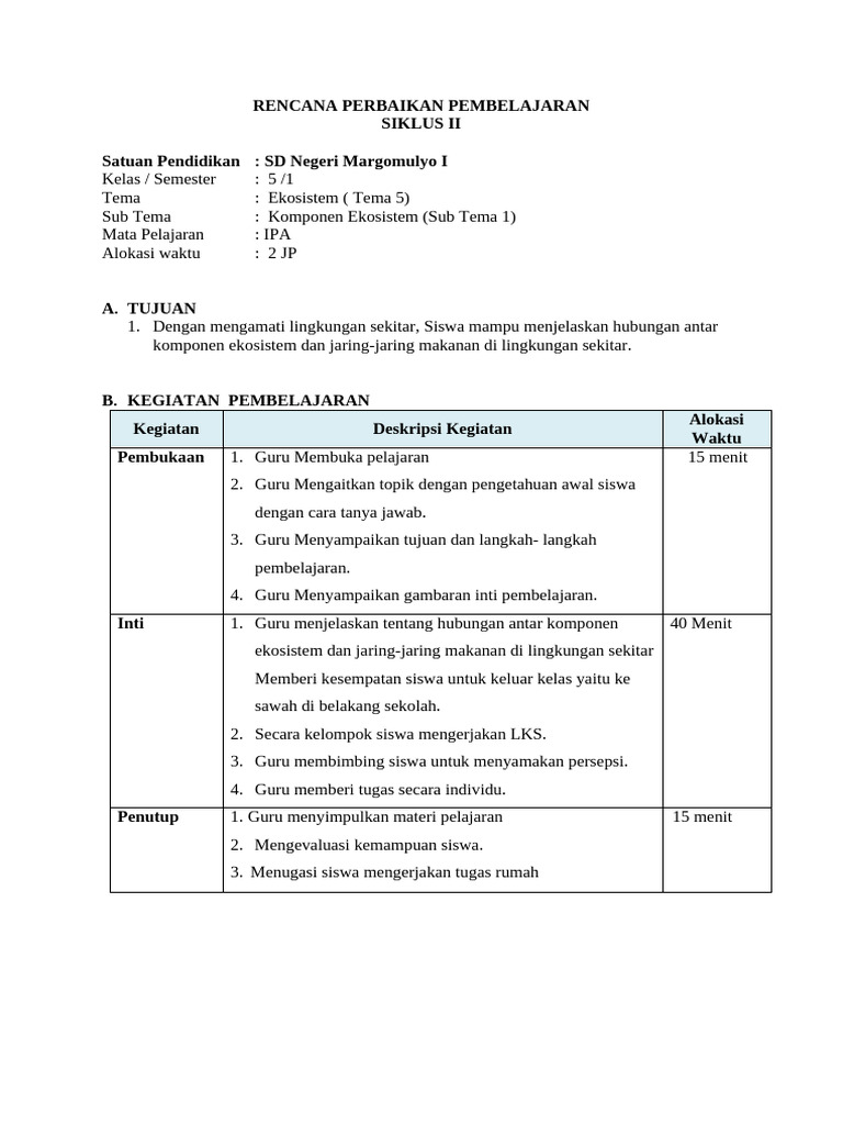RPP PTK Siklus Ii | PDF | Karier & Perkembangan