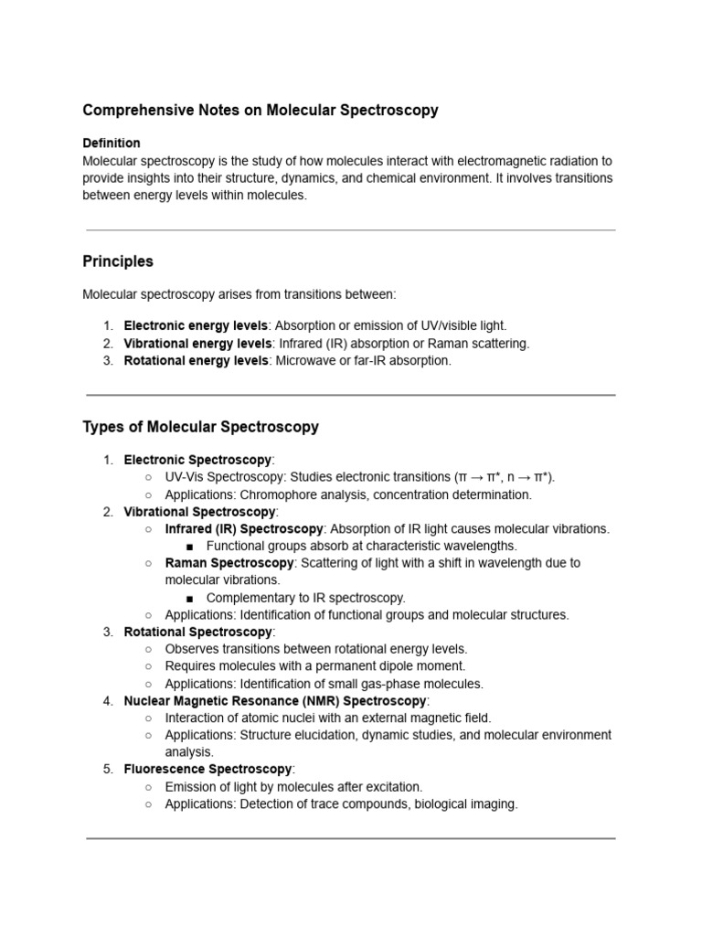 Molecular Spectroscopy Overview | PDF | Infrared Spectroscopy ...