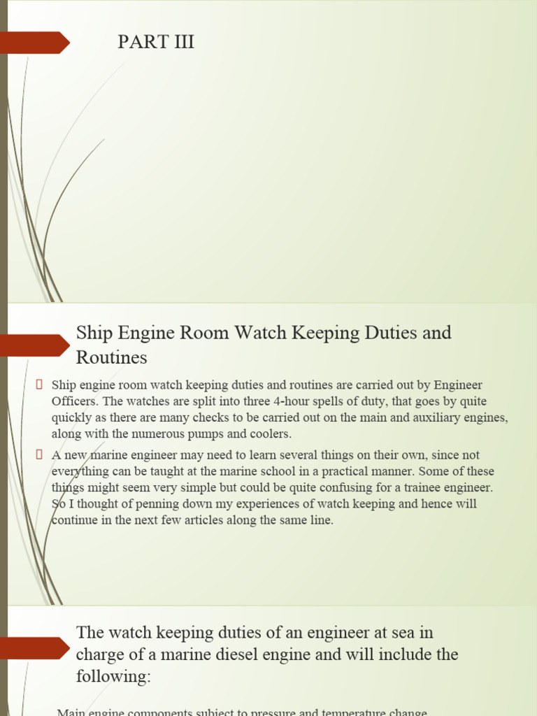Topic No.8 - Watch Keeping Duties and Routines - (Part Iii) | PDF