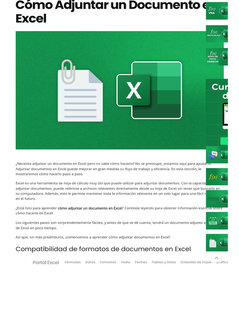 Cómo Adjuntar Un Documento en Excel - Portal Excel | PDF | Microsoft Excel | Archivo de computadora