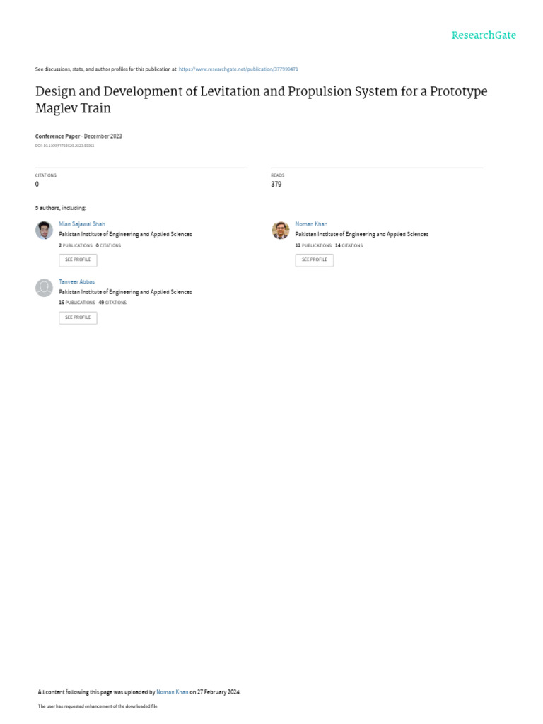 Design and Development of Levitation and Propulsion System For A ...