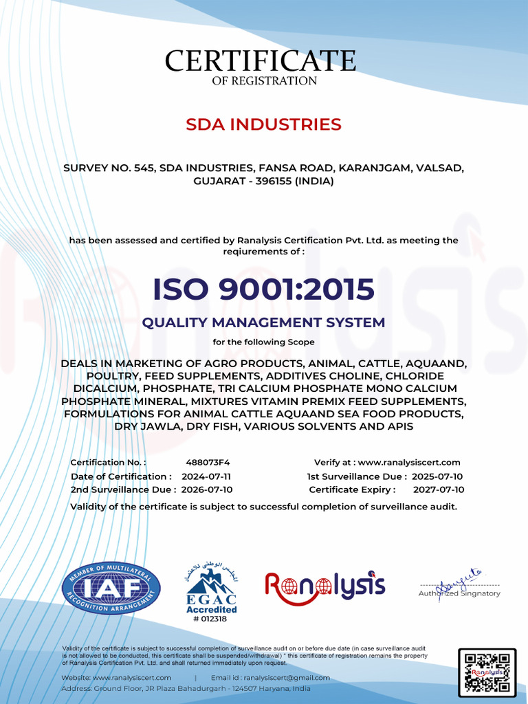 Iso Sda - Industries - 9001-2015 | PDF