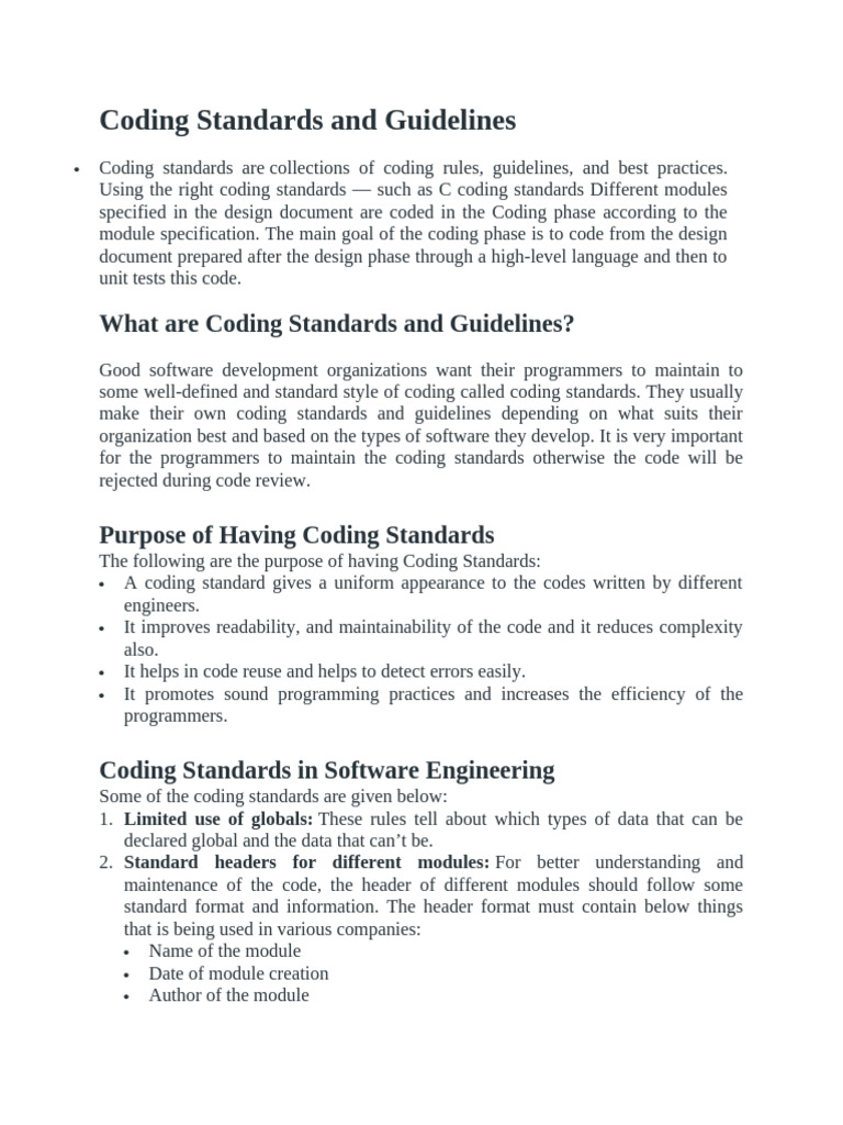 1 - Coding Standards and Guidelines | PDF | Computer Programming ... 1 - Coding Standards and Guidelines | PDF | Computer Programming ...