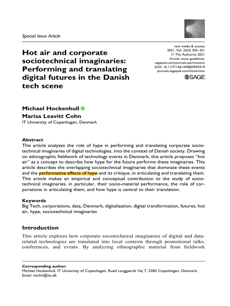 Hot Air and Corporate Sociotechnical Imaginaries - Performing and Translating Digital Futures in ...