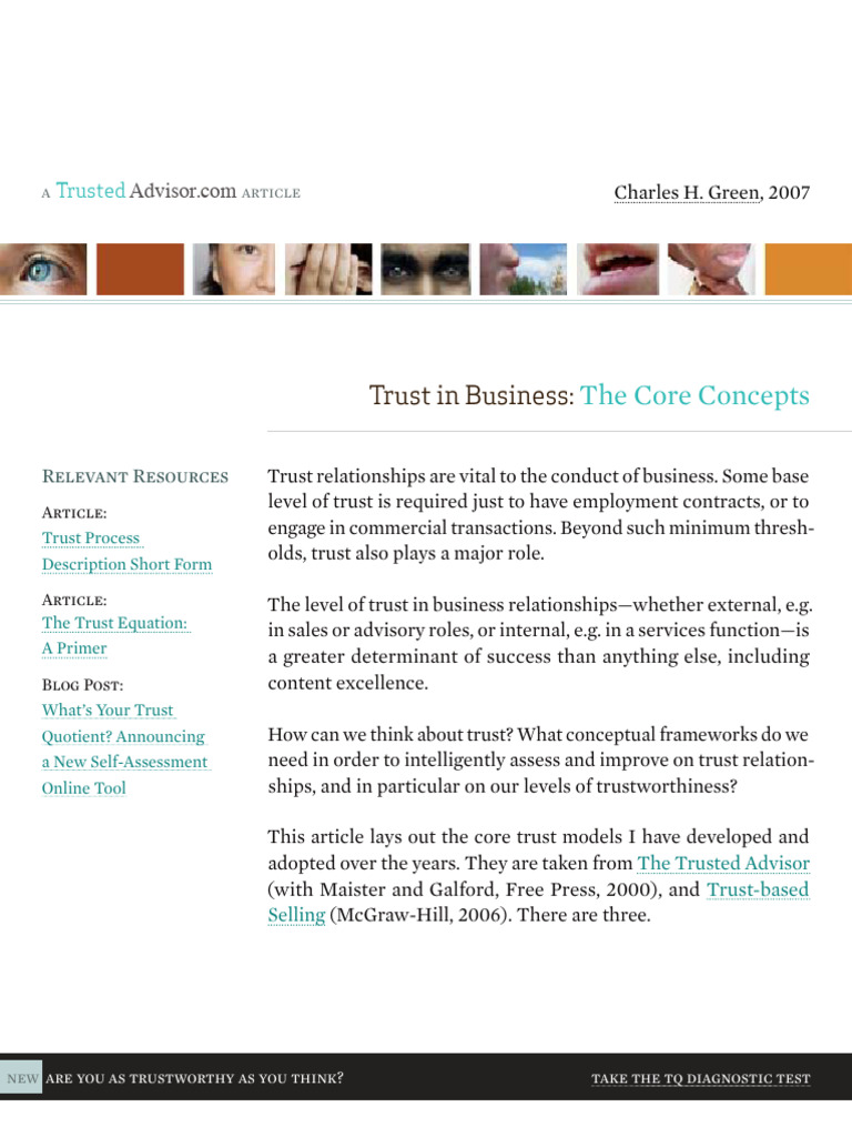 2007 Trust in Business The Core Concepts | PDF | Credibility | Social Psychology