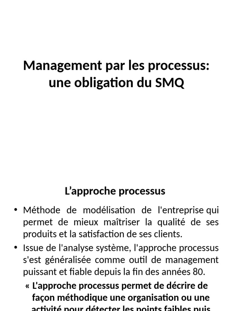Management Par Les Processus | PDF | Management de la qualité | Système ...