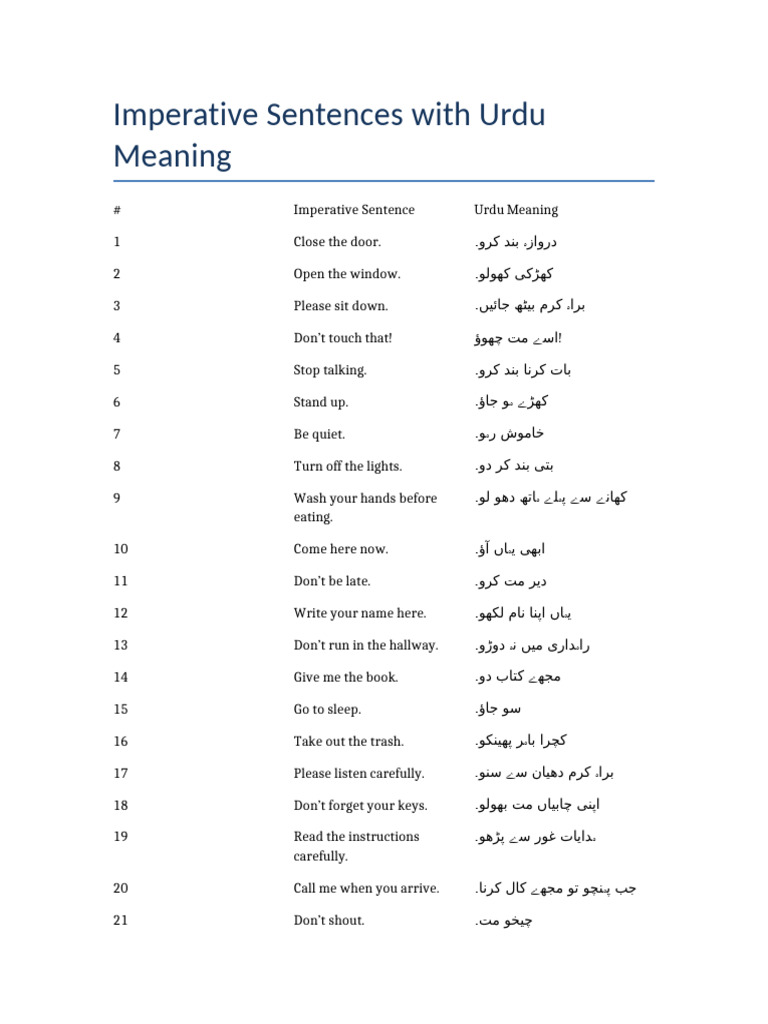 Imperative Sentences | PDF