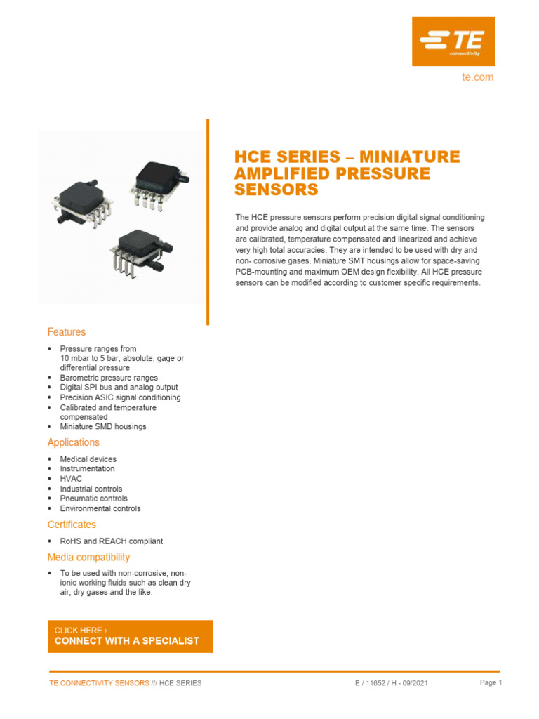 SensorTechnics HCE - Series - A1 | PDF | Sensor | Analog To Digital ...