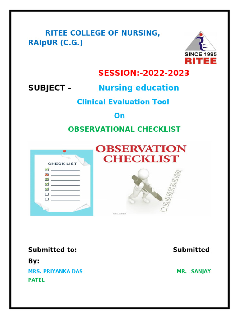 Observational Checklist | PDF | Behavior | Cognition