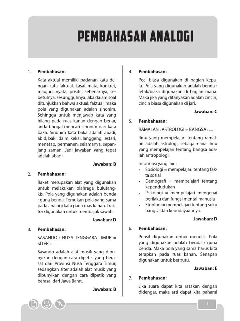 Pembahasan ANALOGI KATA | PDF