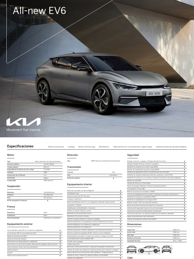 Ficha Técnica New EV6 | PDF