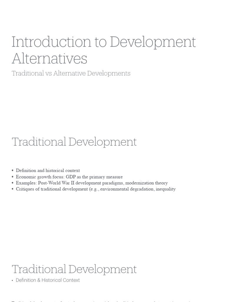 Introduction To Development Alternatives: Traditional Vs Alternative ...