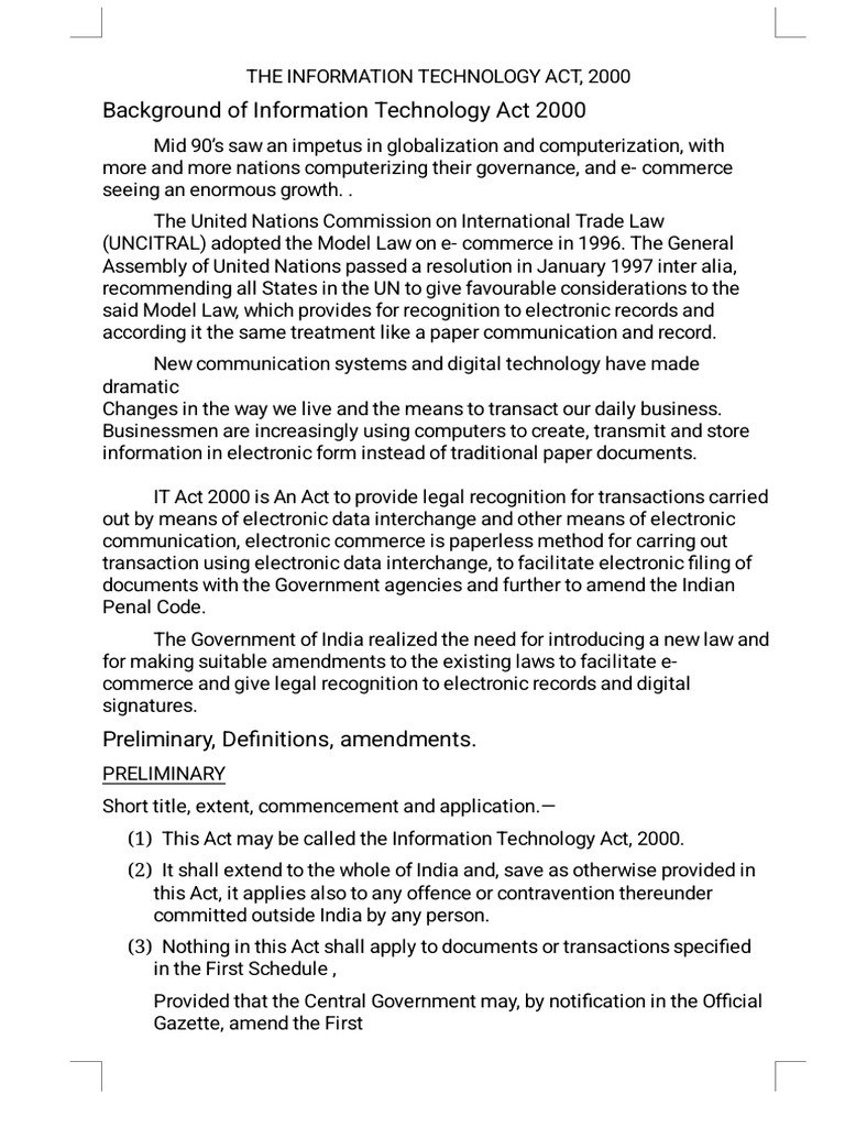 IT Act History | PDF | Computer Data Storage | Public Key Cryptography