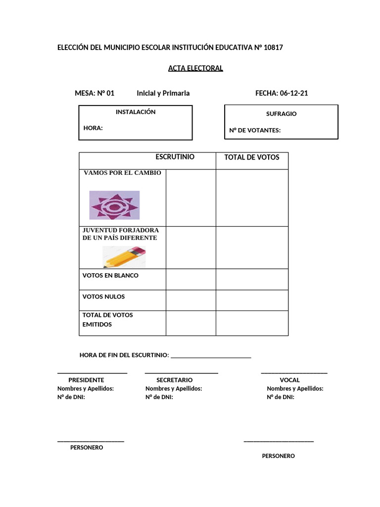 Acta Electoral 2021 | PDF | Gobernancia | Reuniones