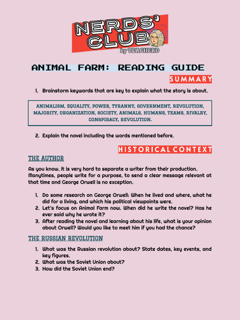 Nerds' Club - Level 3 - Animal Farm (Reading Guide) | PDF