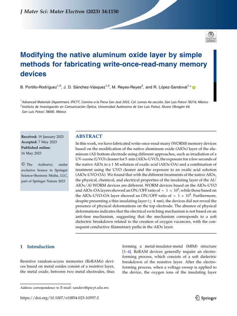 Modifying The Native Aluminum Oxide Layer by Simple Methods For ...