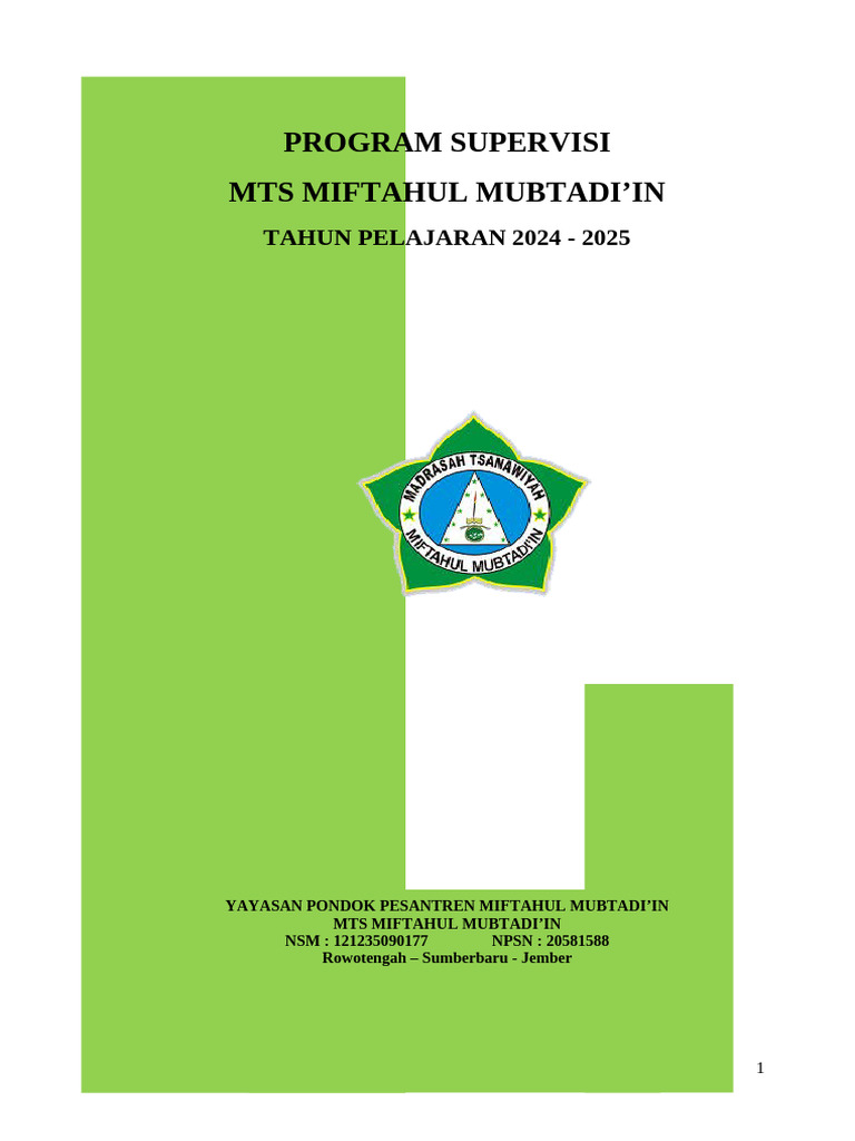 Program Supervisi MTS Al Inska 2022 2023 | PDF