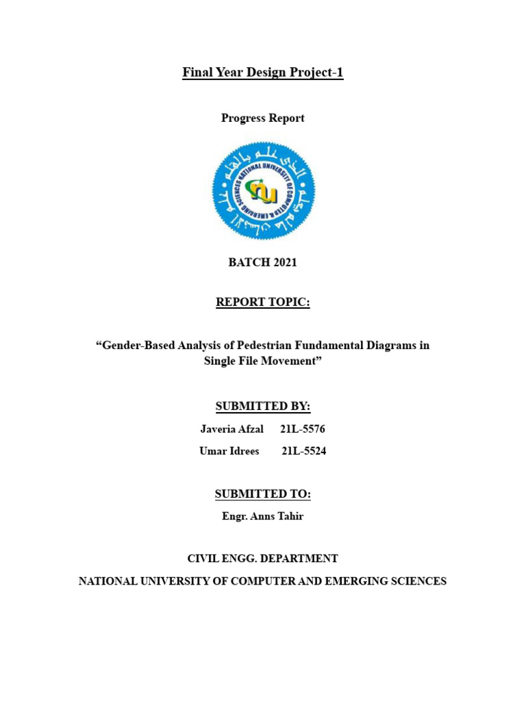 Progress Report Phase-1 FYDP-1 | PDF | Experiment | Gender