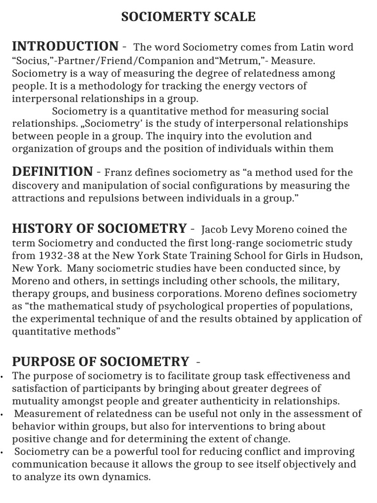 Tools sociometry scale | PDF | Psychology | Social Psychology