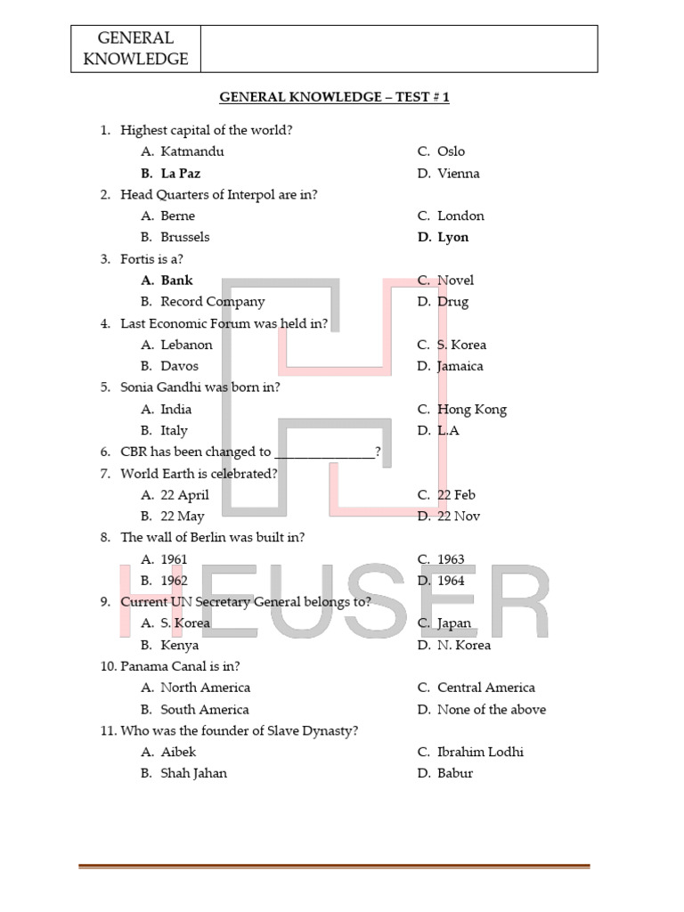 General Knowledge - Heuser | PDF | Pakistan | Zulfikar Ali Bhutto