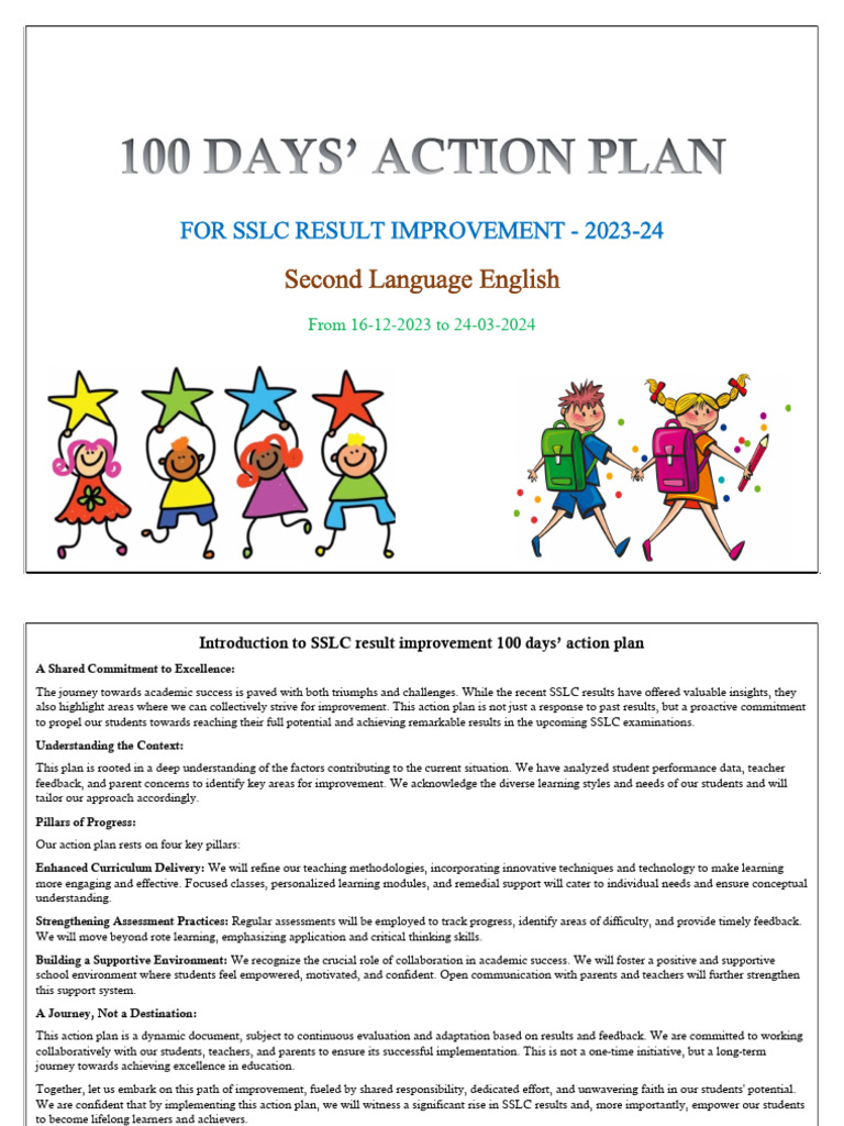 English 100 Days Action Plan | PDF | Learning | Teachers