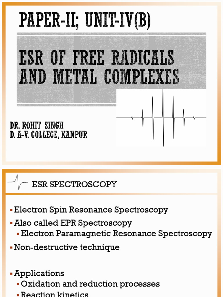 ESR-Dr. Rohit Singh | PDF | Electron Paramagnetic Resonance | Nuclear Magnetic Resonance
