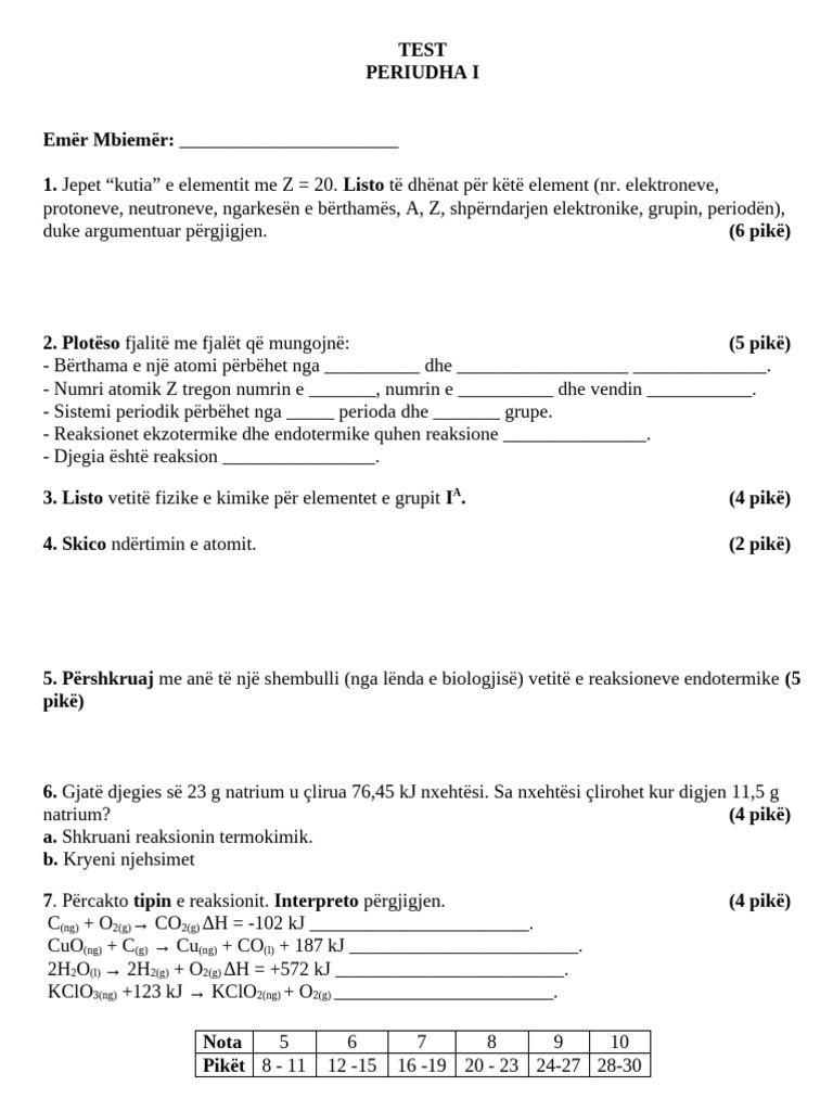 TEST - Kimi 9 Periudha I | PDF