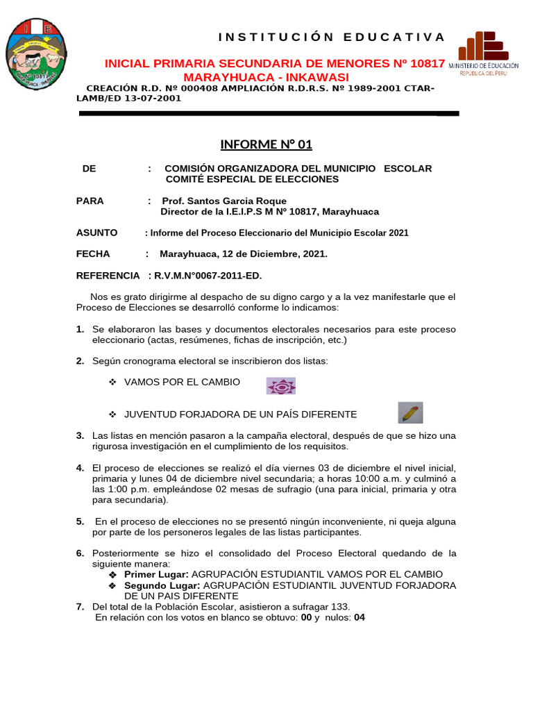 Informe Municipio2021 | PDF | Votación | Educación Secundaria
