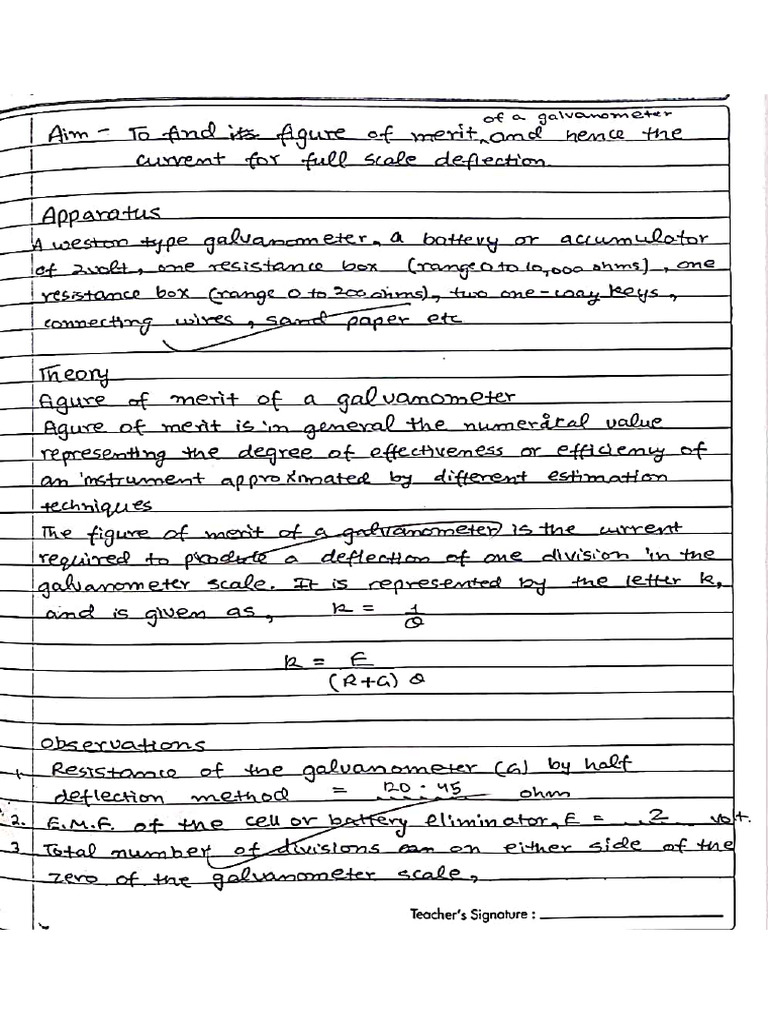Galvanometer Practical | PDF