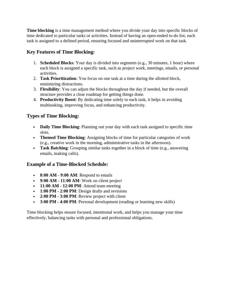 Time Blocking | PDF
