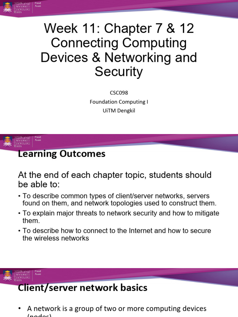 Week 11 Connecting Computing Devices - Networking and Security | PDF | Computer Network ...